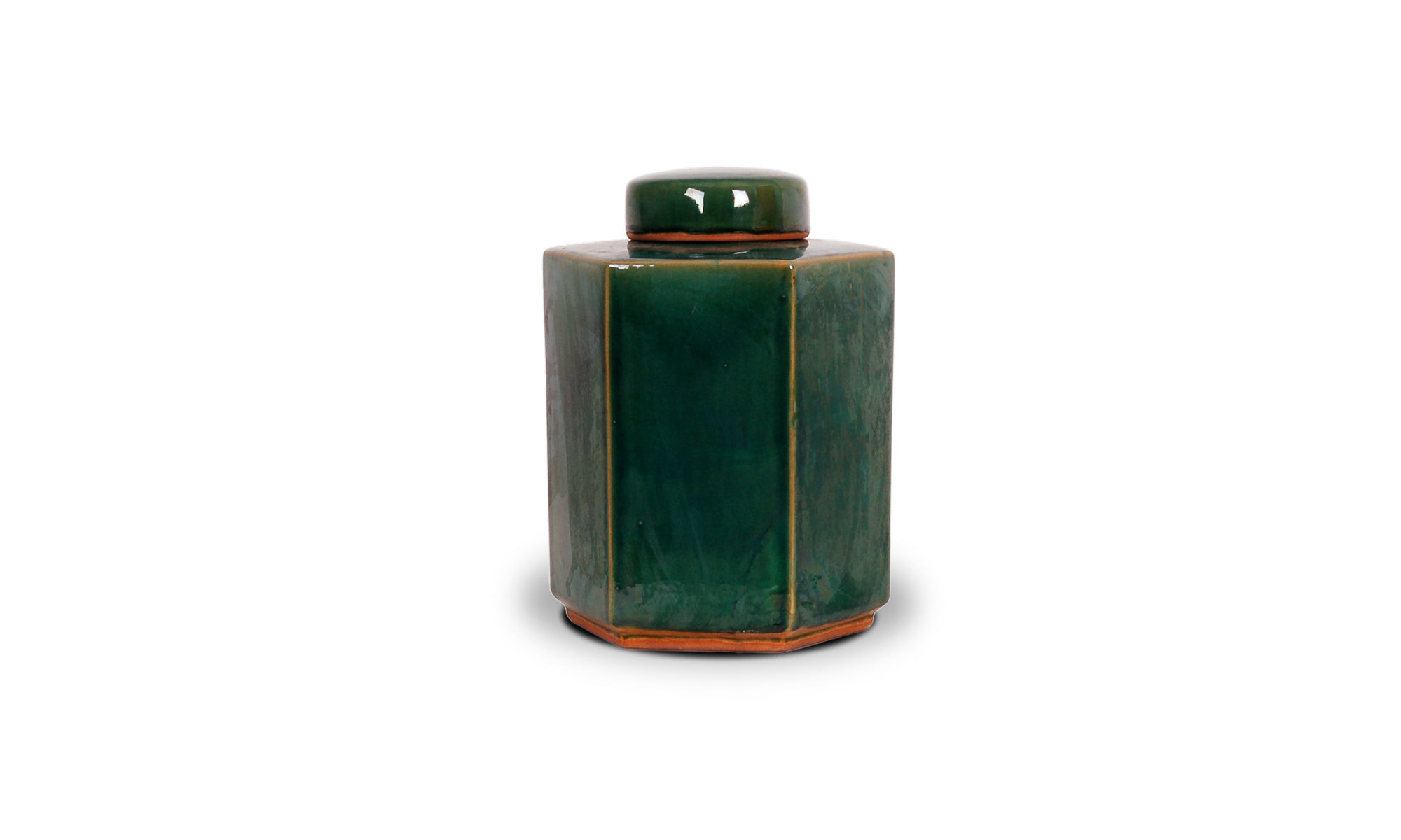 14" Washed Green Hexagon Tea Tin - Avala International Inc.